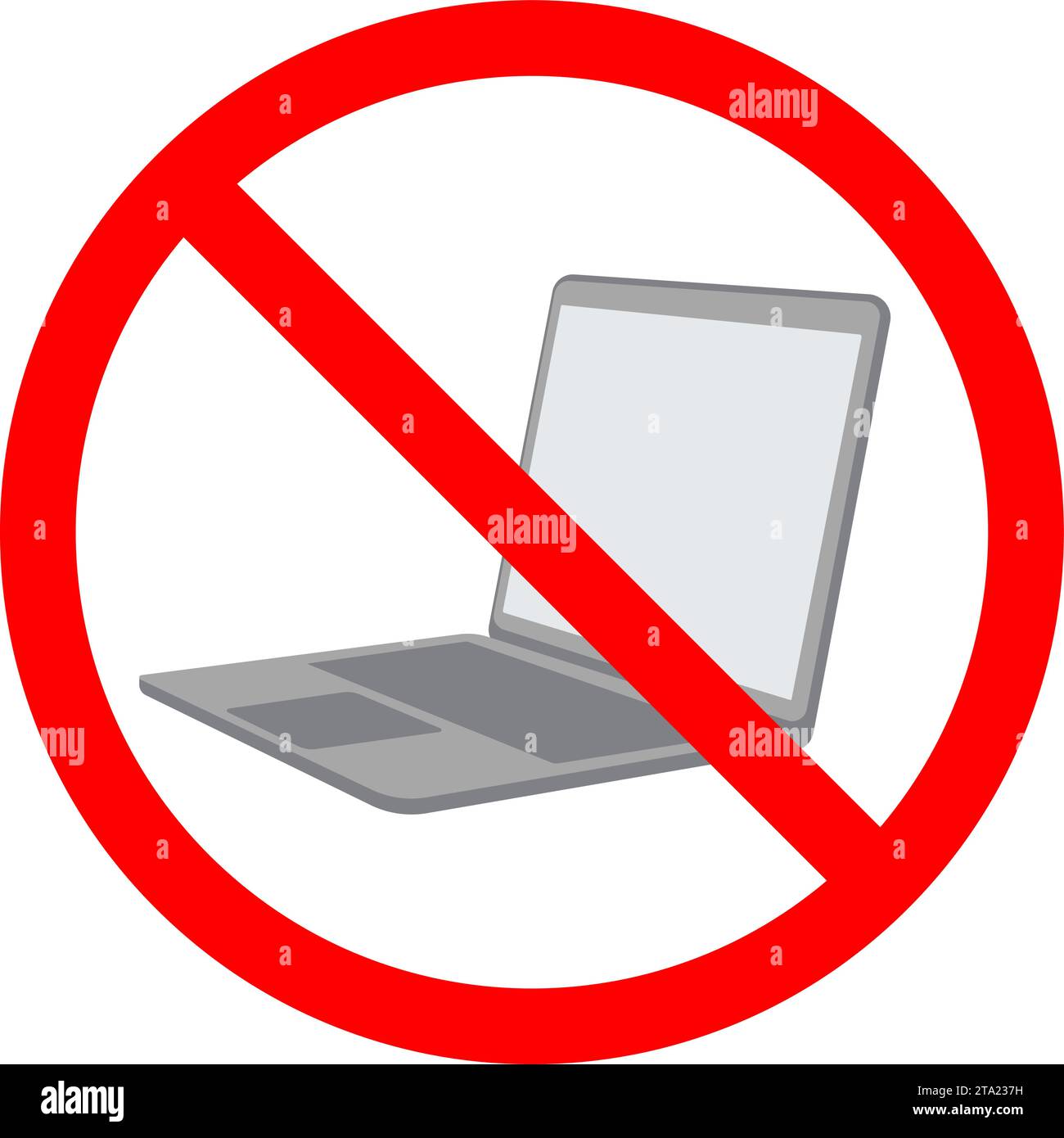 No laptop prohibition sign. Vector illustration isolated on white ...
