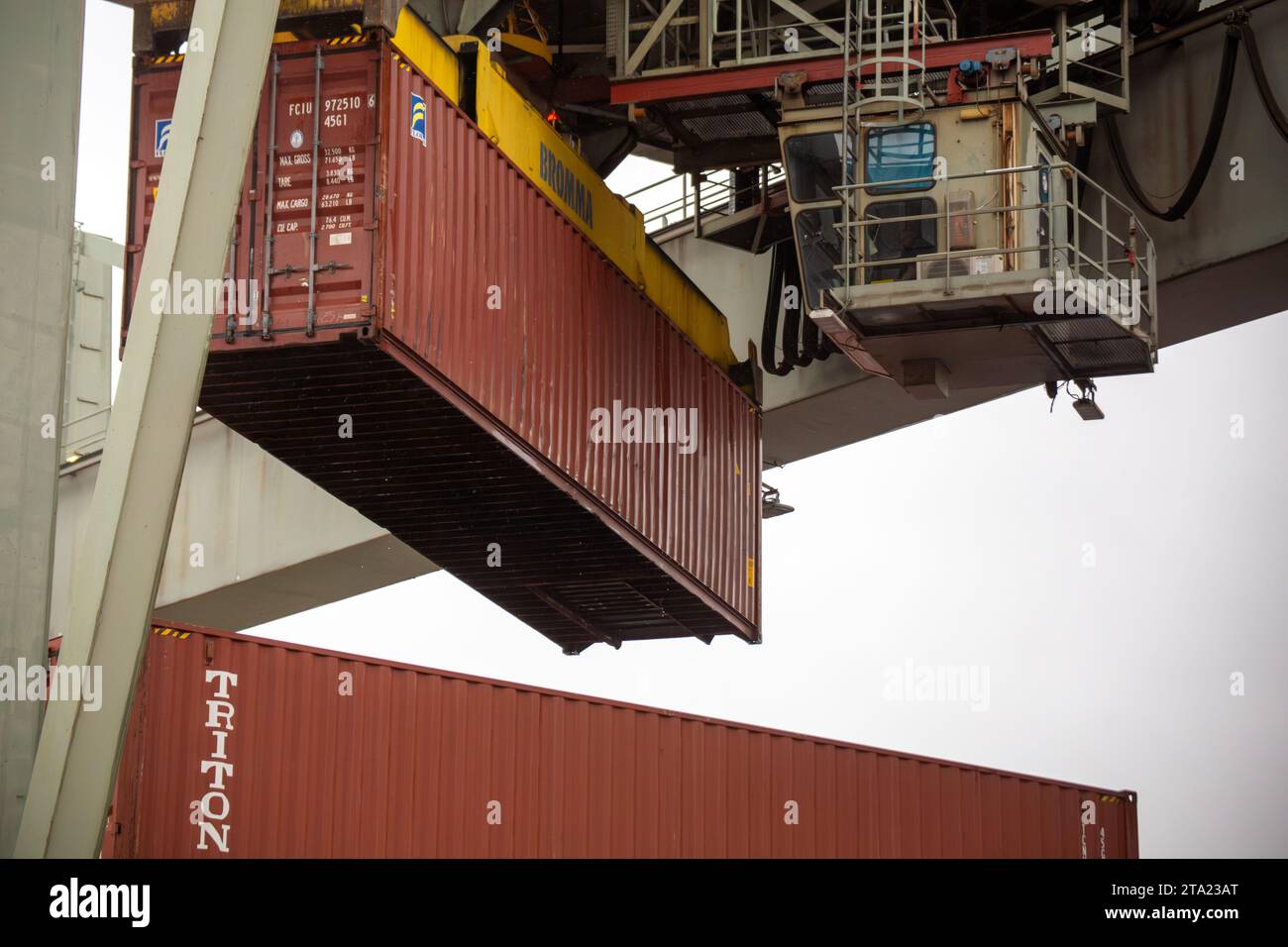 Container handling at the Port of Mannheim, Germany. The port of ...