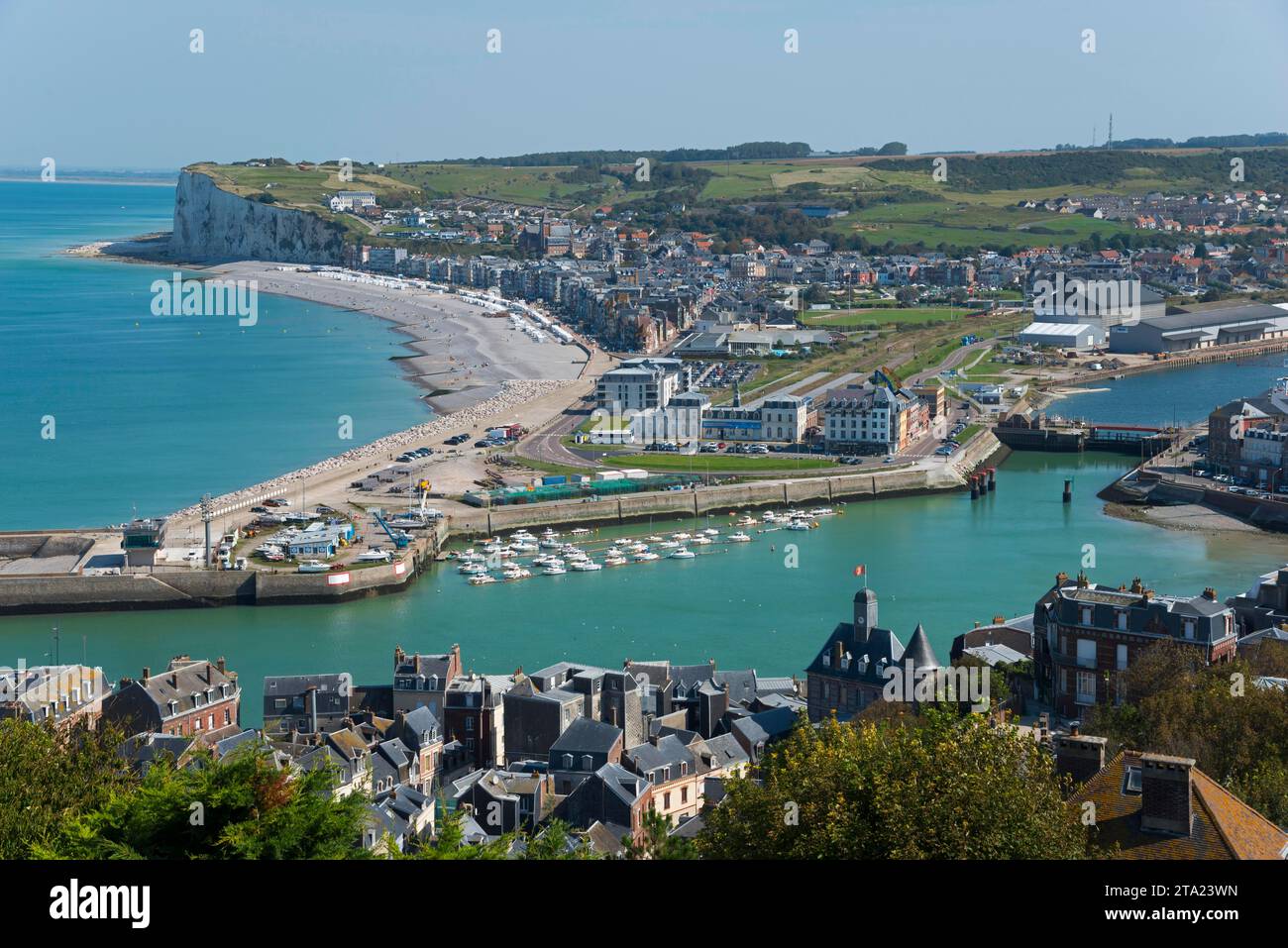 View of Le Treport, Le Treport, Mers-les-Bains in the background, Seine ...