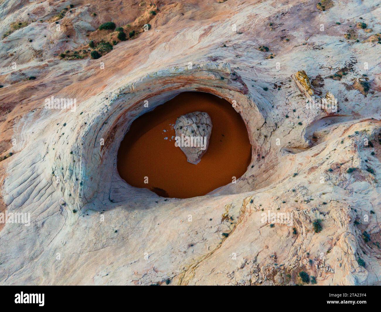 Photograph of the Cosmic Ashtray, a uniquely eroded sandstone formation ...