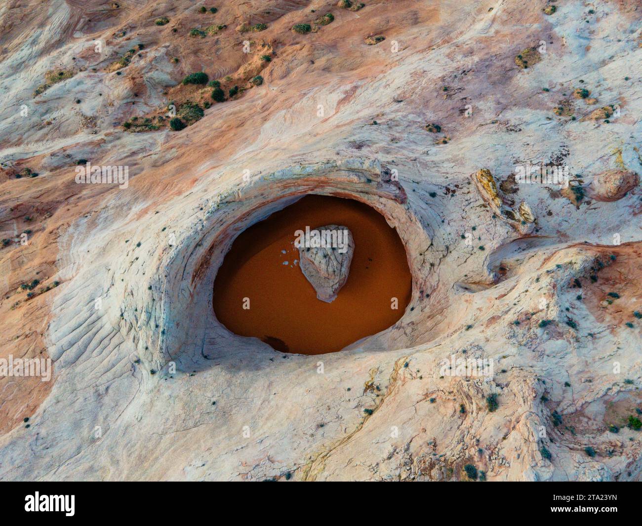Photograph of the Cosmic Ashtray, a uniquely eroded sandstone formation ...