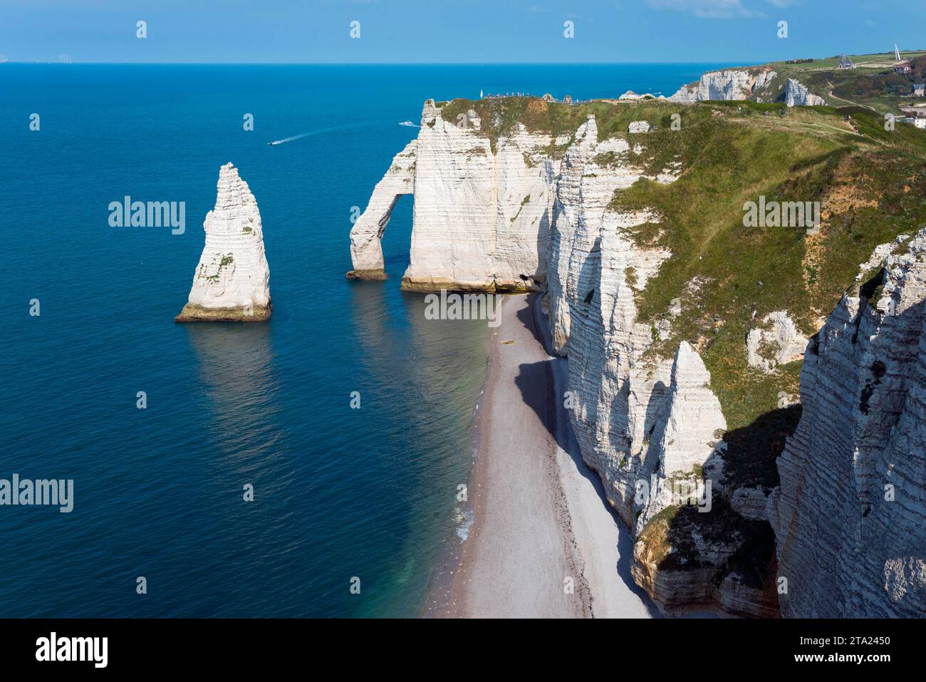 Rocky coast, cliffs, chalk cliffs, Porte d'Aval and the Aiguille ...