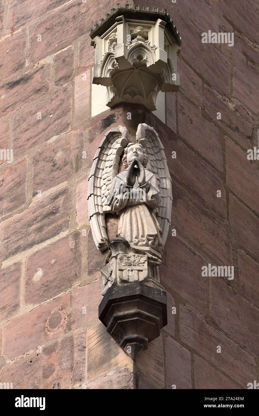 Angel figure on the Nassauer Haus, medieval residential tower, Lorenzer ...