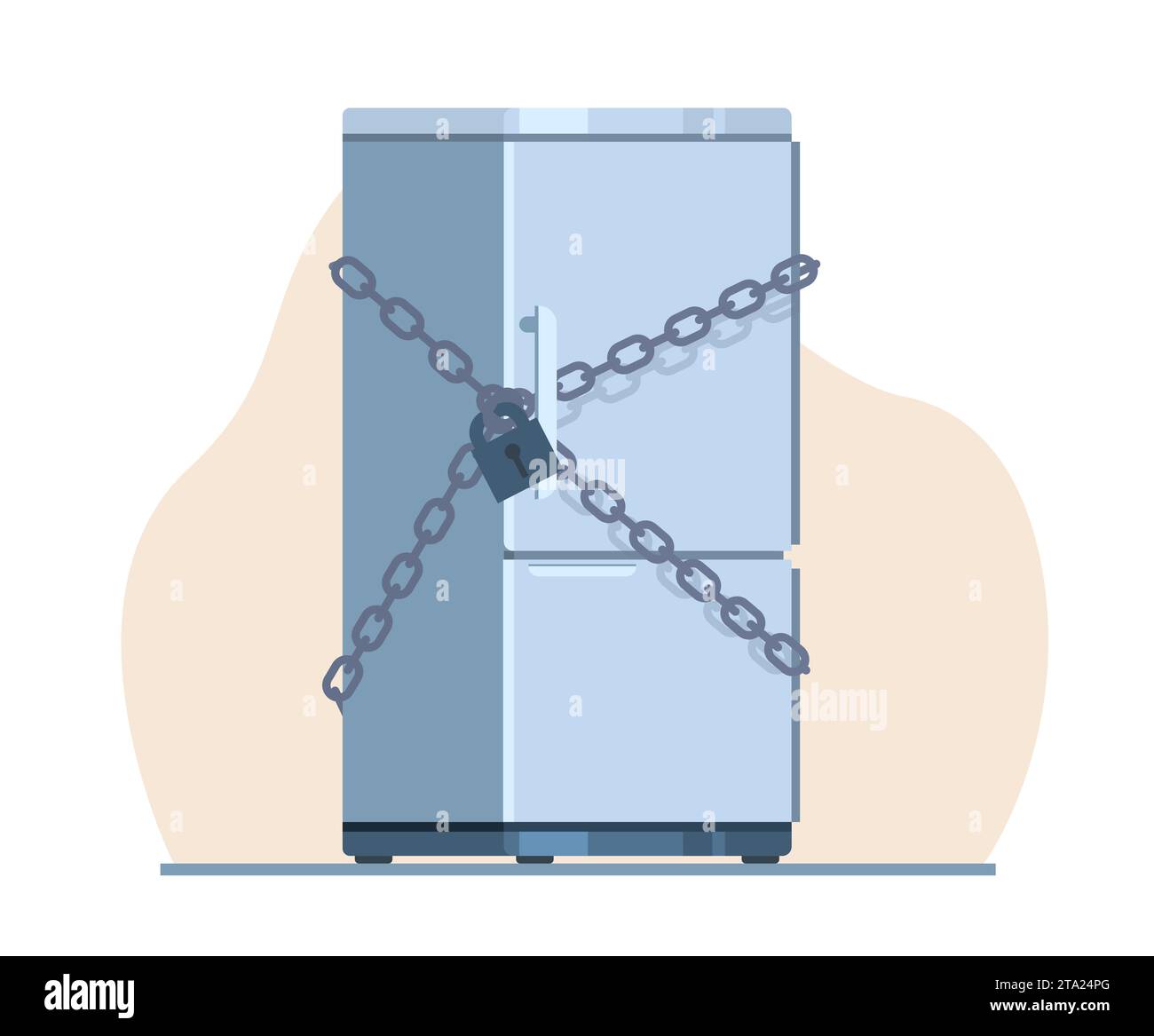 Locked and chained refrigerator. Eating disorder. Closed fridge ...