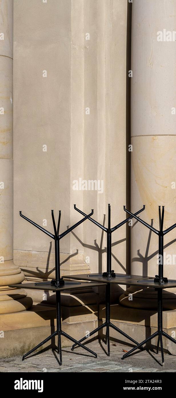 Stacked restaurant tables, humboldt forum, Berlin, Germany Stock Photo ...