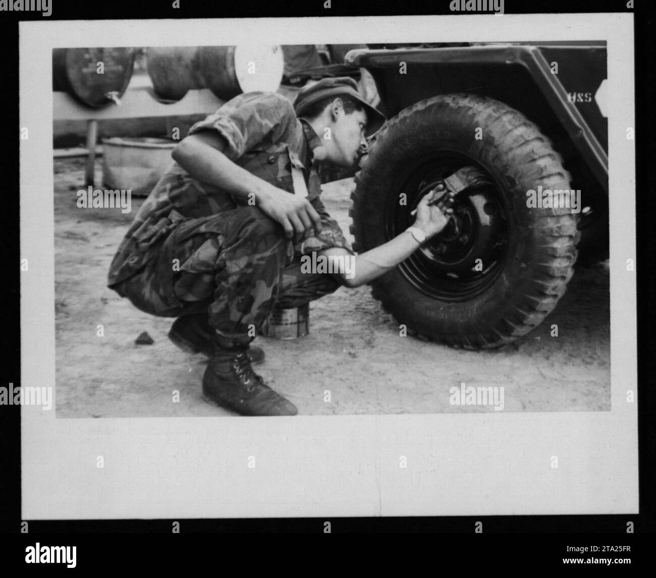 American military repair shop Black and White Stock Photos & Images - Alamy