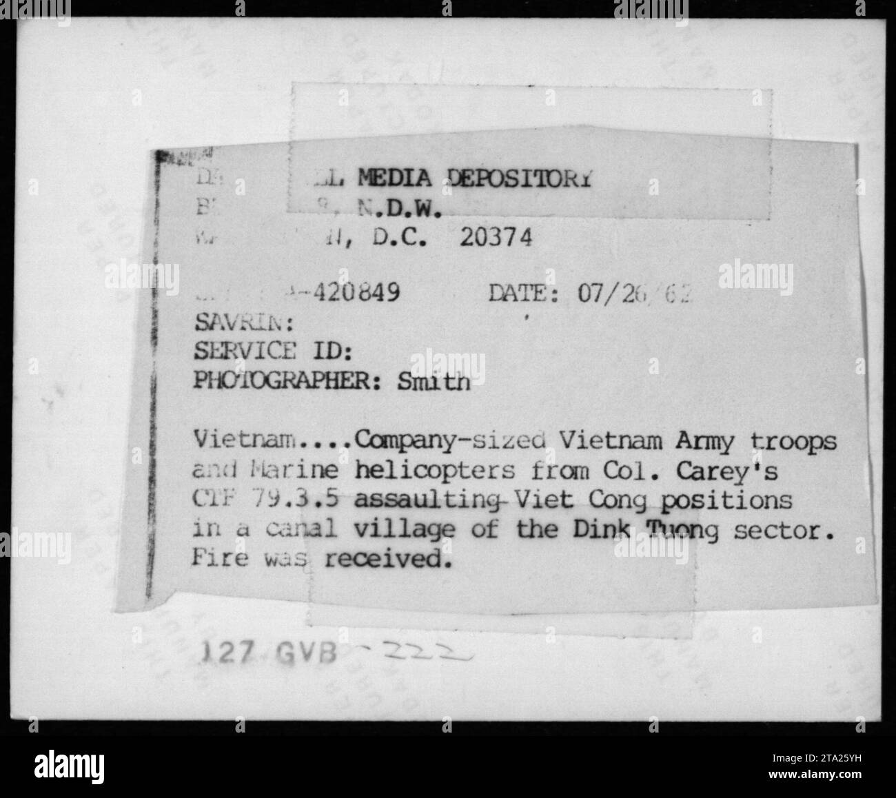 Company-sized Vietnam Army troops and Marine helicopters from Col ...