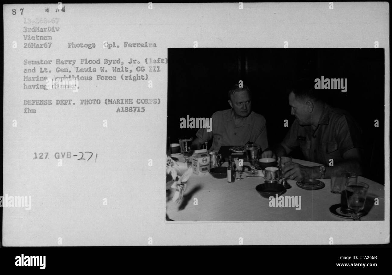 Senator Harry F. Byrd, Jr., and Lt. Gen. Lewis W. Walt, Commanding ...