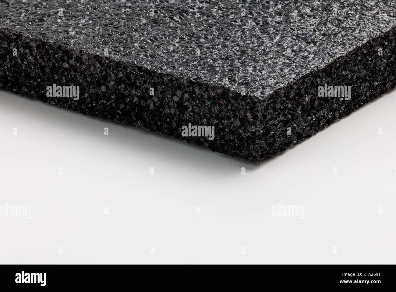 Black high-impact closed-cell polyethylene black foam sheet on white ...