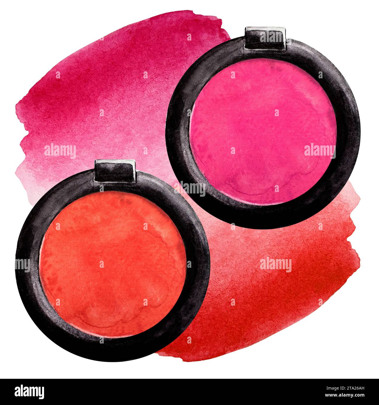 Red pink set of blush on a white background. Decorative makeup ...