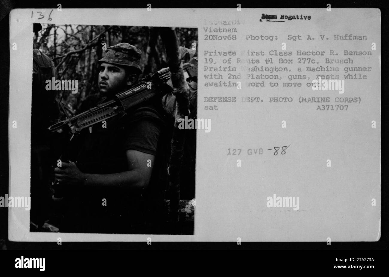 On November 20, 1968, PFC Hector R. Benson, machine gunner of 2nd ...