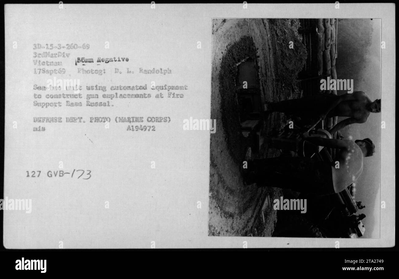 On September 17, 1969, a Sea-bees unit constructs gun emplacements ...