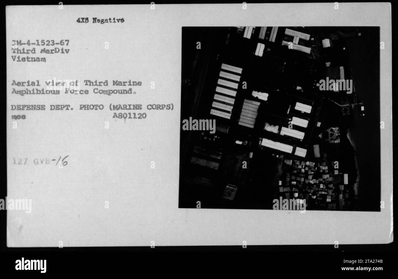 Aerial view of Third Marine Amphibious Force Compound during the ...