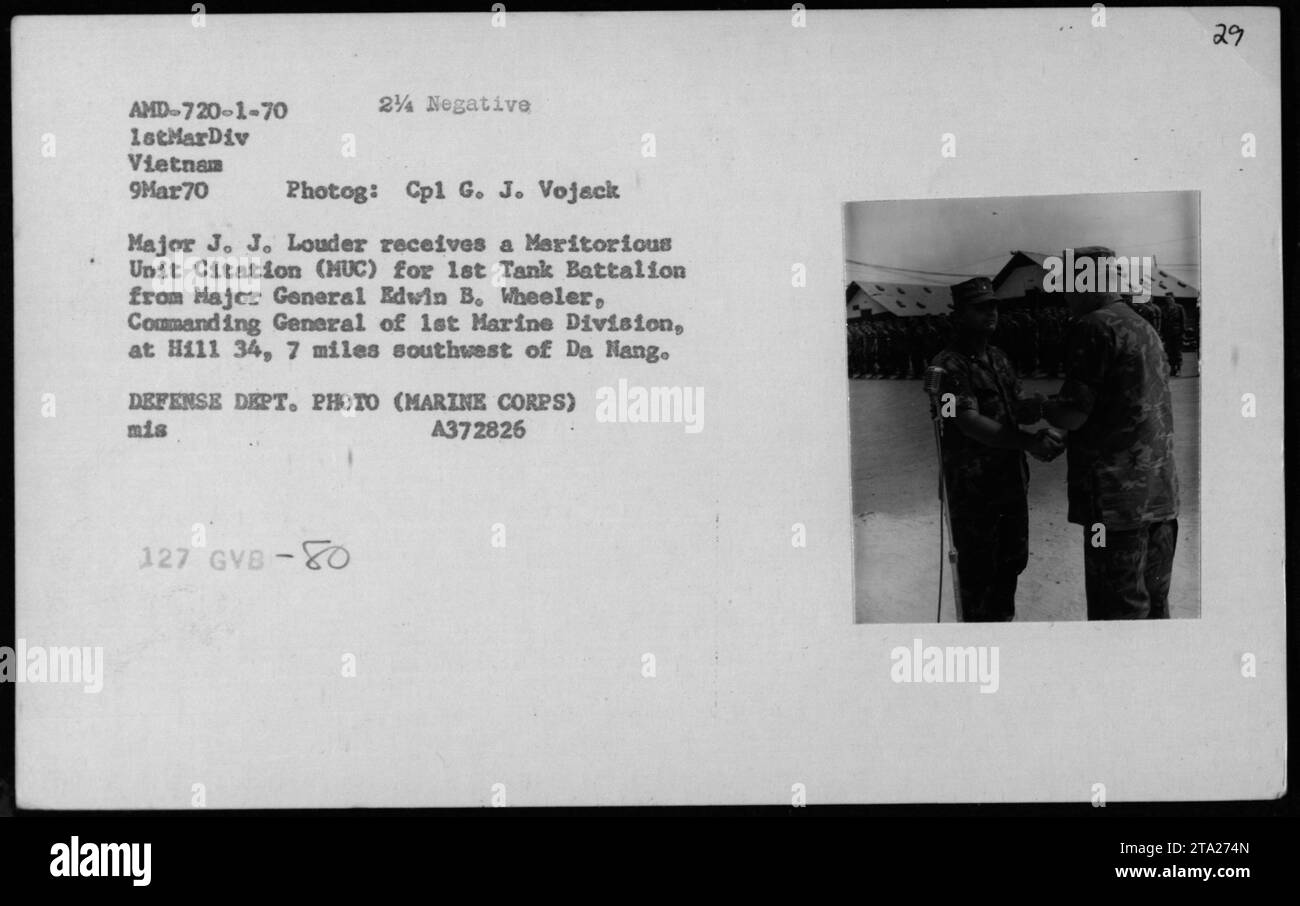 On March 9, 1970, Major J.J. Louder received a Meritorious Unit ...