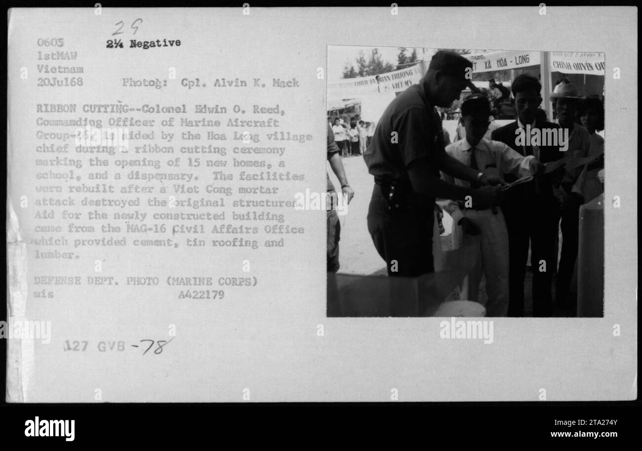 "Ribbon cutting ceremony at Iloa Long village in Vietnam, July 20, 1968 ...