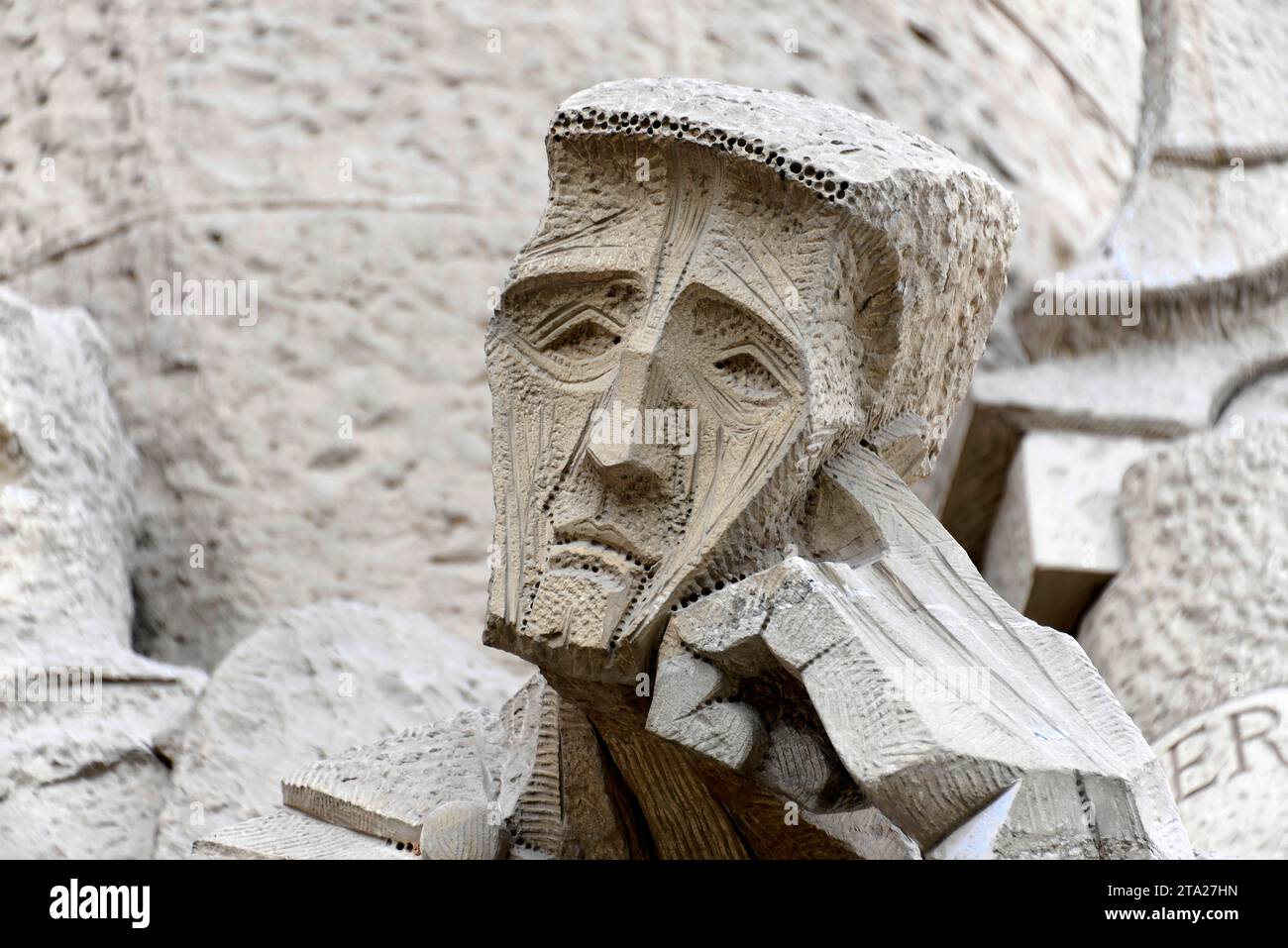 Mourner, modern sculpture from the Passion facade, Sagrada Familia ...