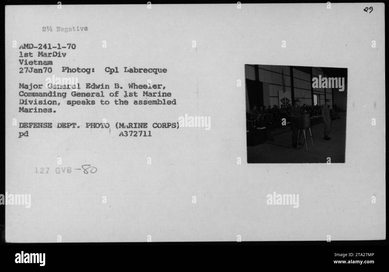 Major General Edwin B. Wheeler, Commanding General of 1st Marine ...