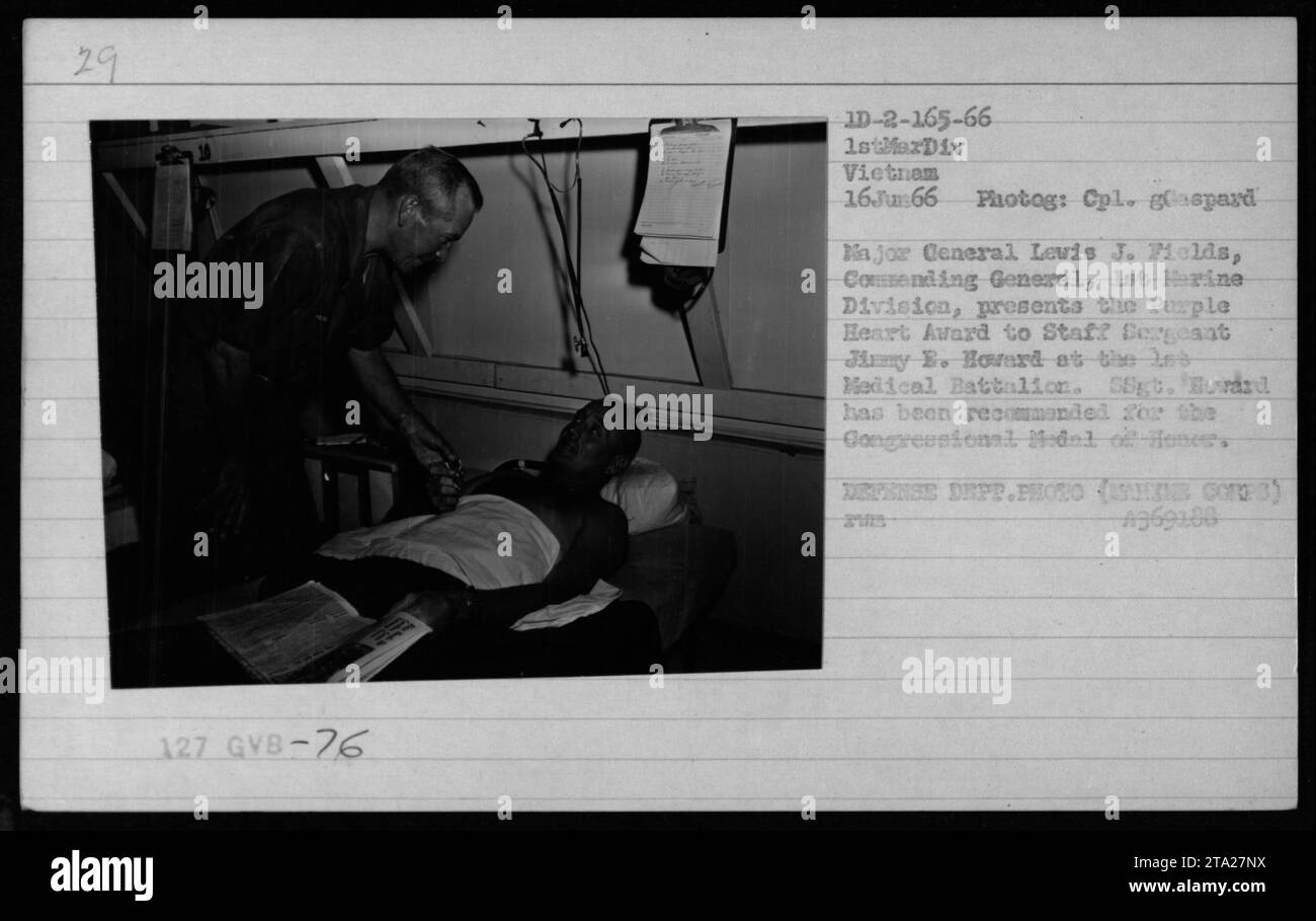 Major General Levis J. Fields presents the Purple Heart to Staff ...