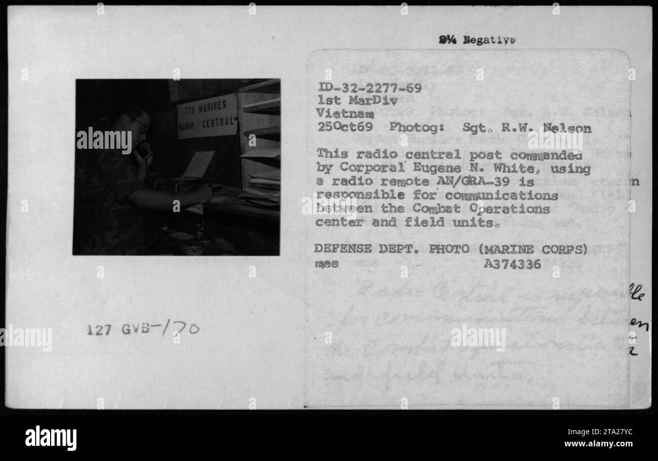 Corporal Eugene N. White operates an AN/GRA-39 radio at the Radio ...