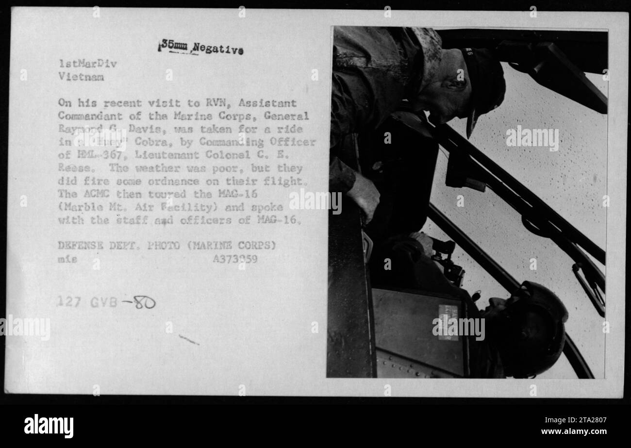 Assistant Commandant of the Marine Corps, General Raymond G. Davis ...