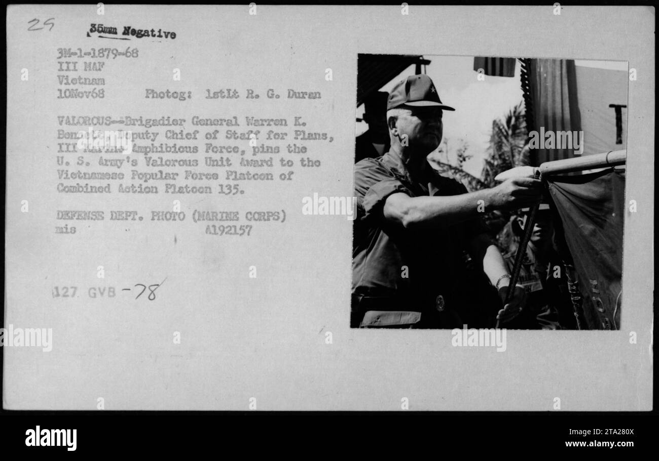 On November 10, 1968, Brigadier General Warren K. Bonnett awarded the U ...