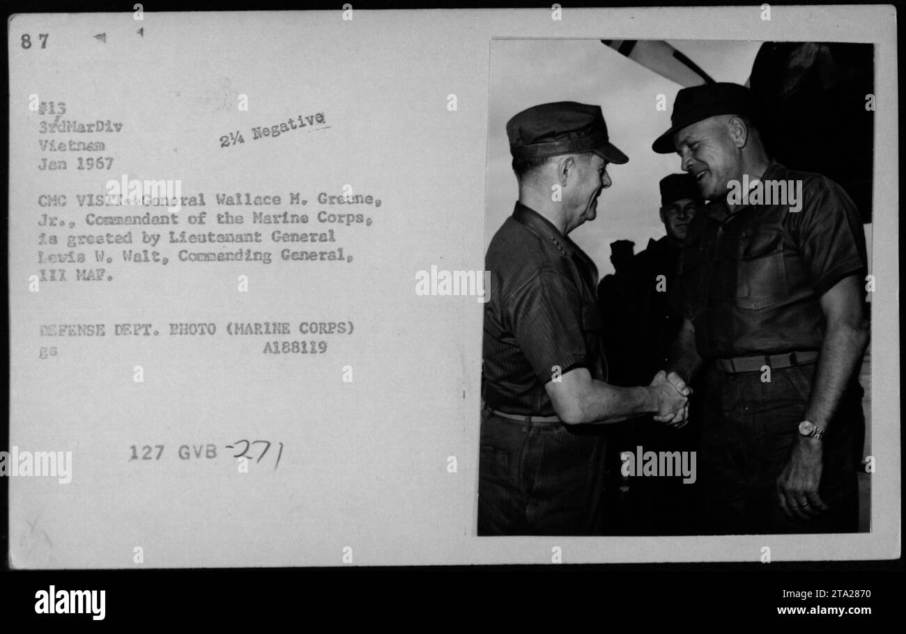 Commandant of the Marine Corps, General Wallace H. Greene Jr., is ...