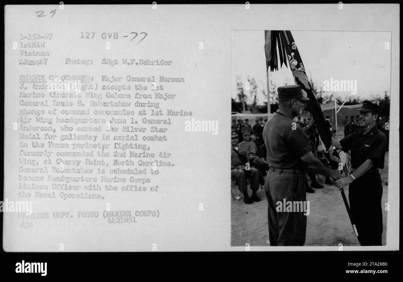 Major General Norman J. Anderson receives the 1st Marine Air Wing ...