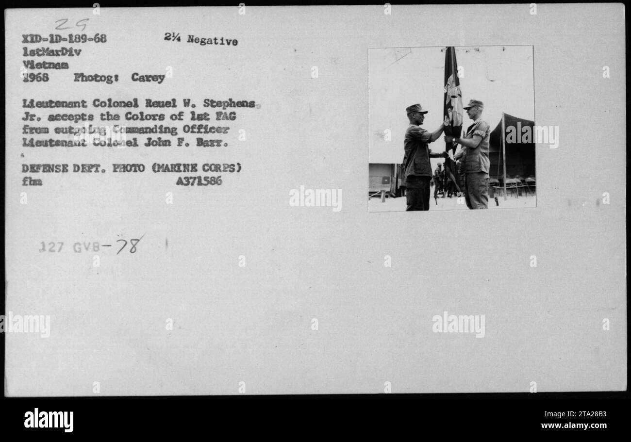 In 1968, Lieutenant Colonel Reuel W. Stephens Jr. received the Colors ...