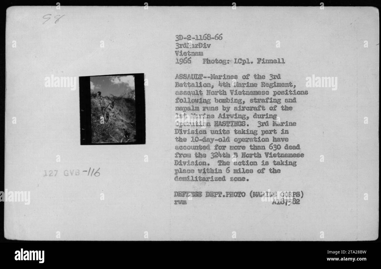 Marines of the 3rd Battalion, 4th Marine Regiment are seen assaulting ...