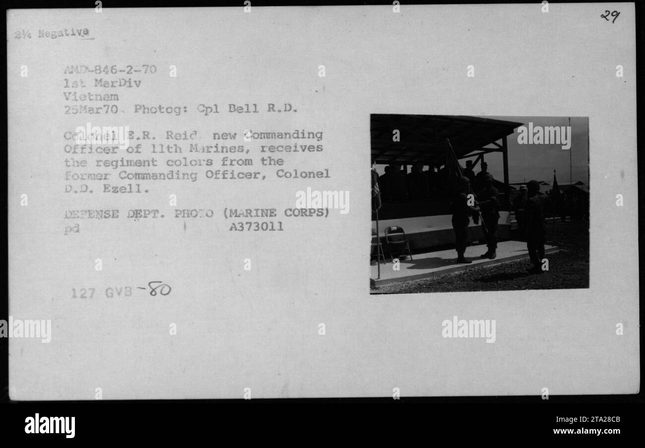 Colonel E.R. Reid assumes command of the 11th Marines from Colonel D.D ...