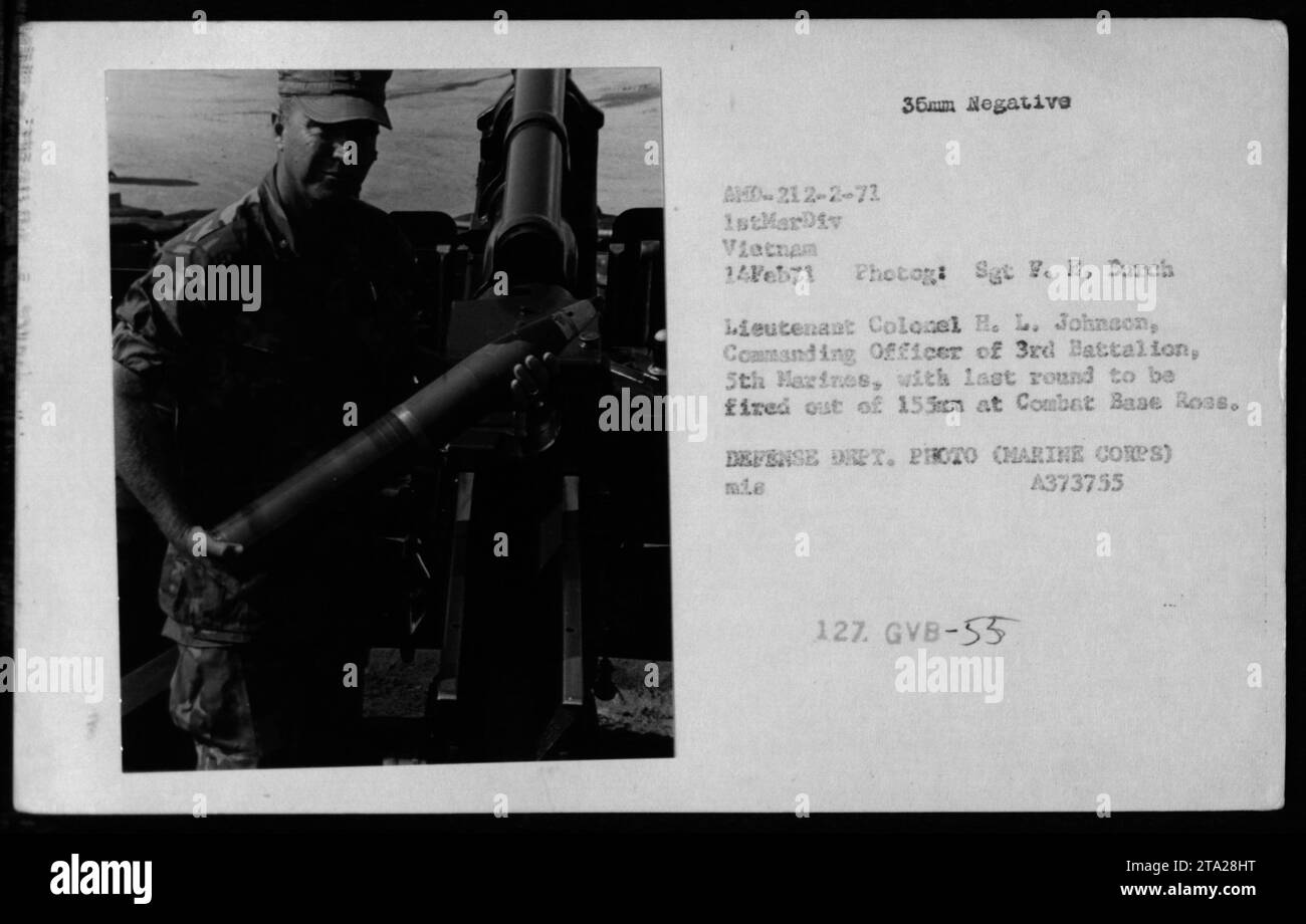 Lieutenant Colonel H. L. Johnson, commanding officer of the 3rd ...