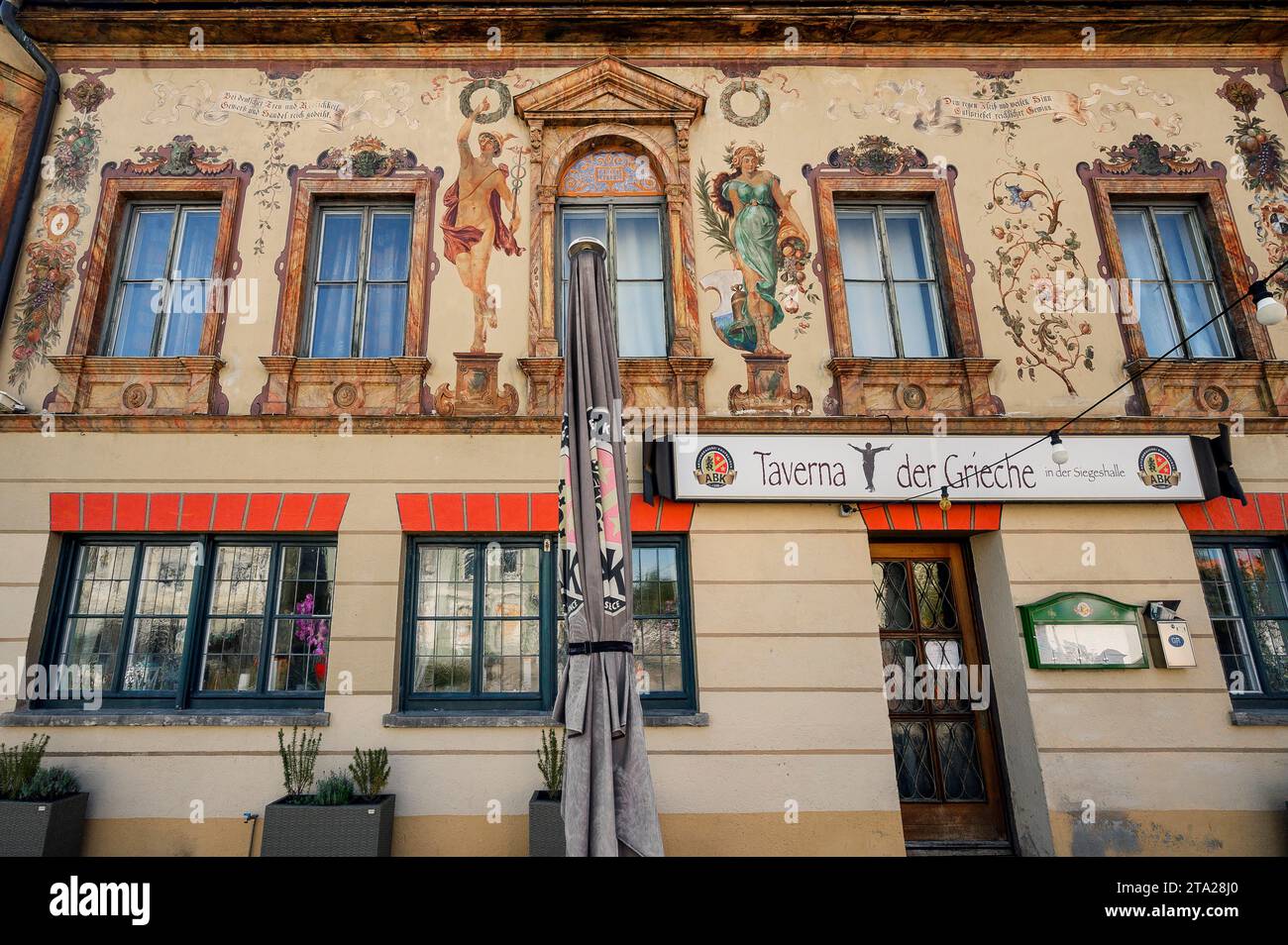 Gasthaus zur Siegeshalle, facade painting by Franz Xaver Eichele, 1889 ...