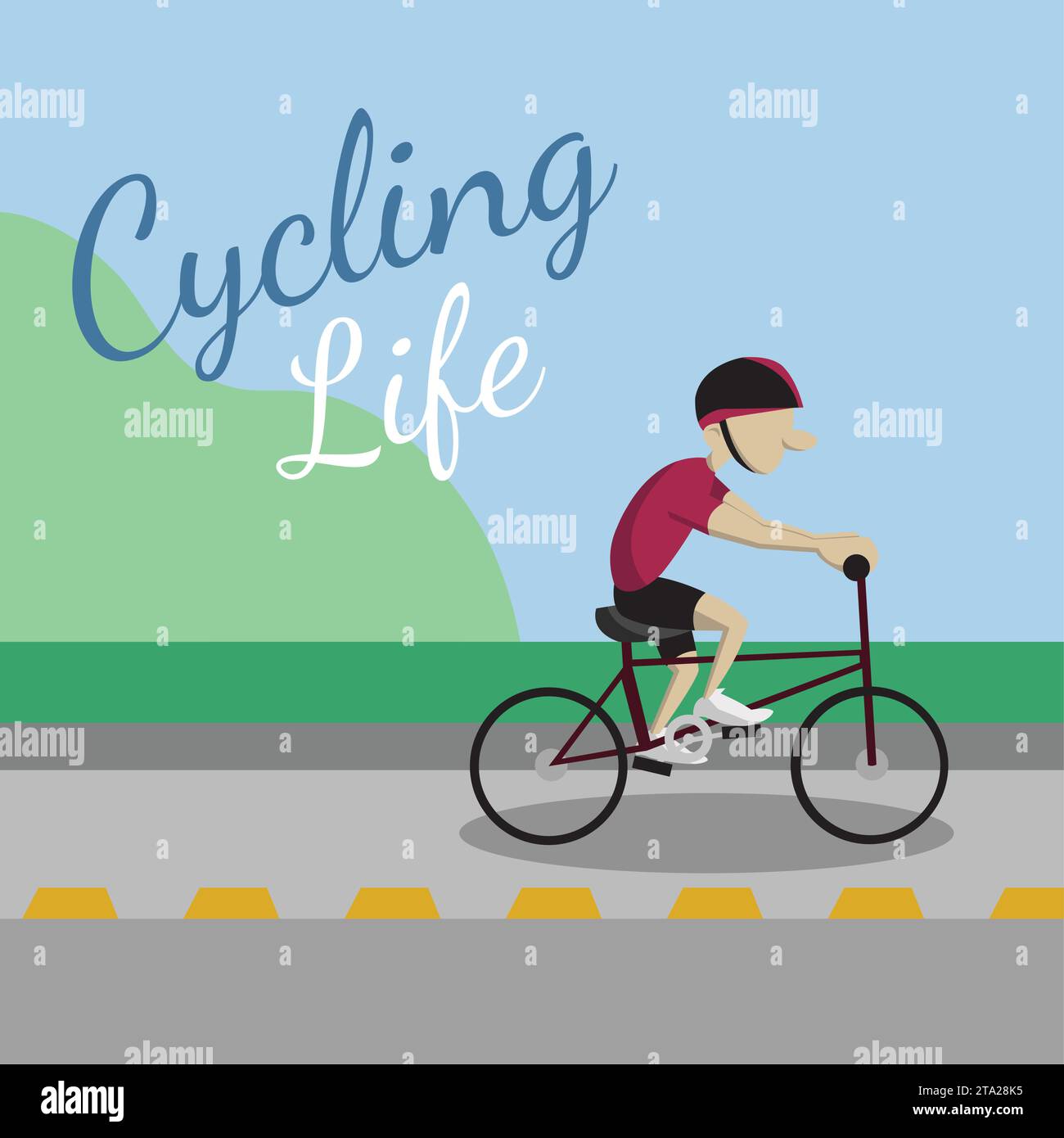 Isolated man character riding a bicycle on a road Vector illustration ...