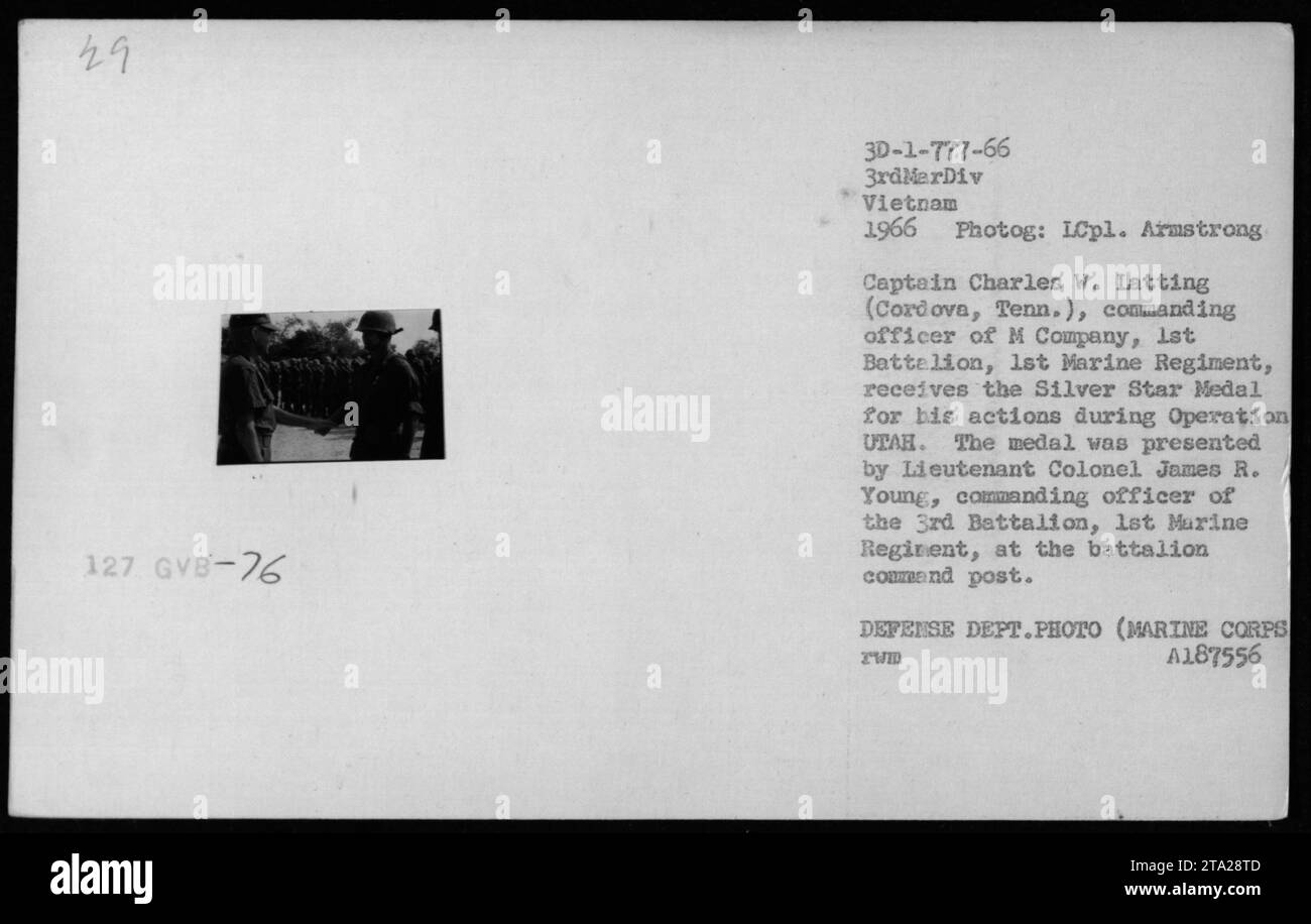 In 1966, Captain Charles W. Latting of M Company, 1st Battalion, 1st ...