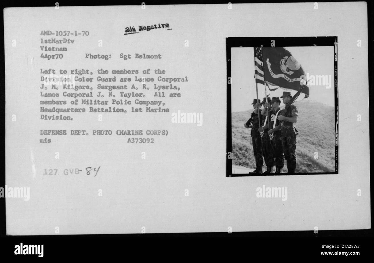 On April 4, 1970, members of the 1st Marine Division Color Guard ...