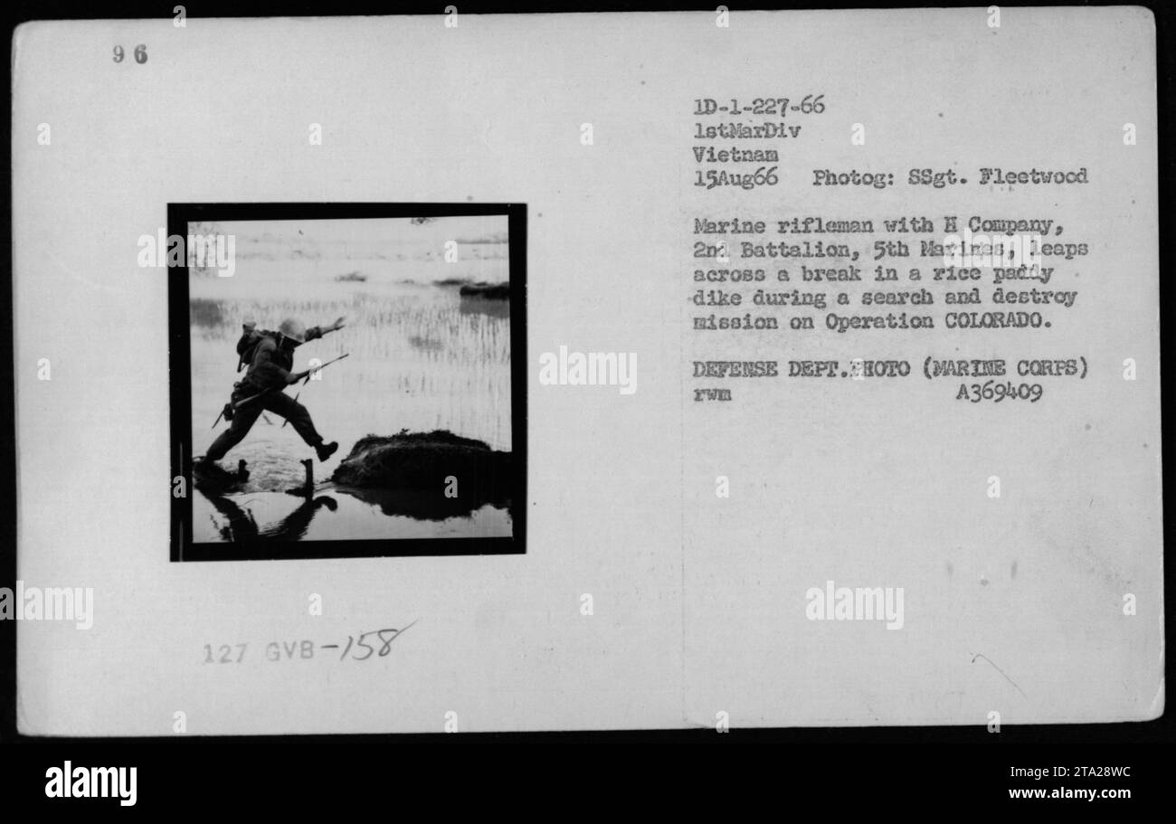 A Marine rifleman from H Company, 2nd Battalion, 5th Marines leaps over ...
