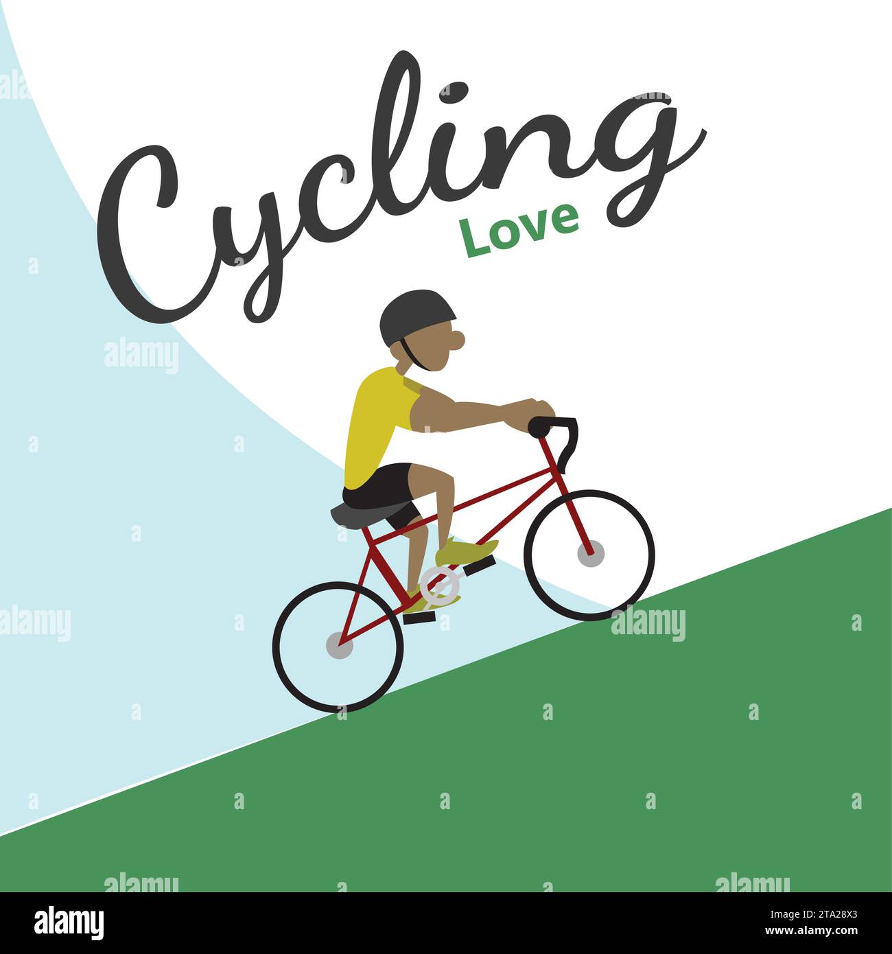 Isolated male character riding a bicycle on an uphill Vector ...