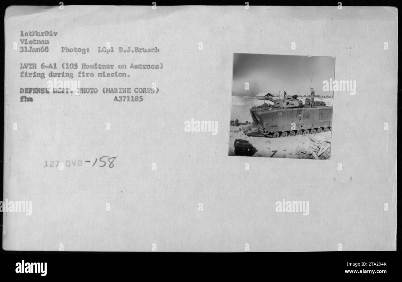 LVTH 6-A1 105 Howitzer from the 1st Marine Division fires during a ...