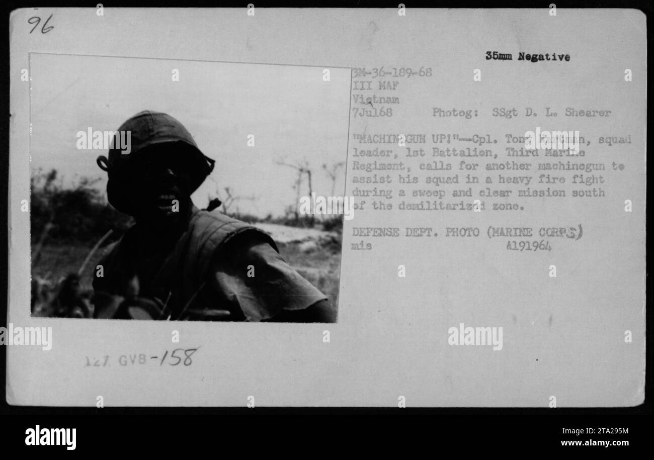 Cpl Tony Hartman, squad leader of 1st Battalion, 3rd Marine Regiment ...