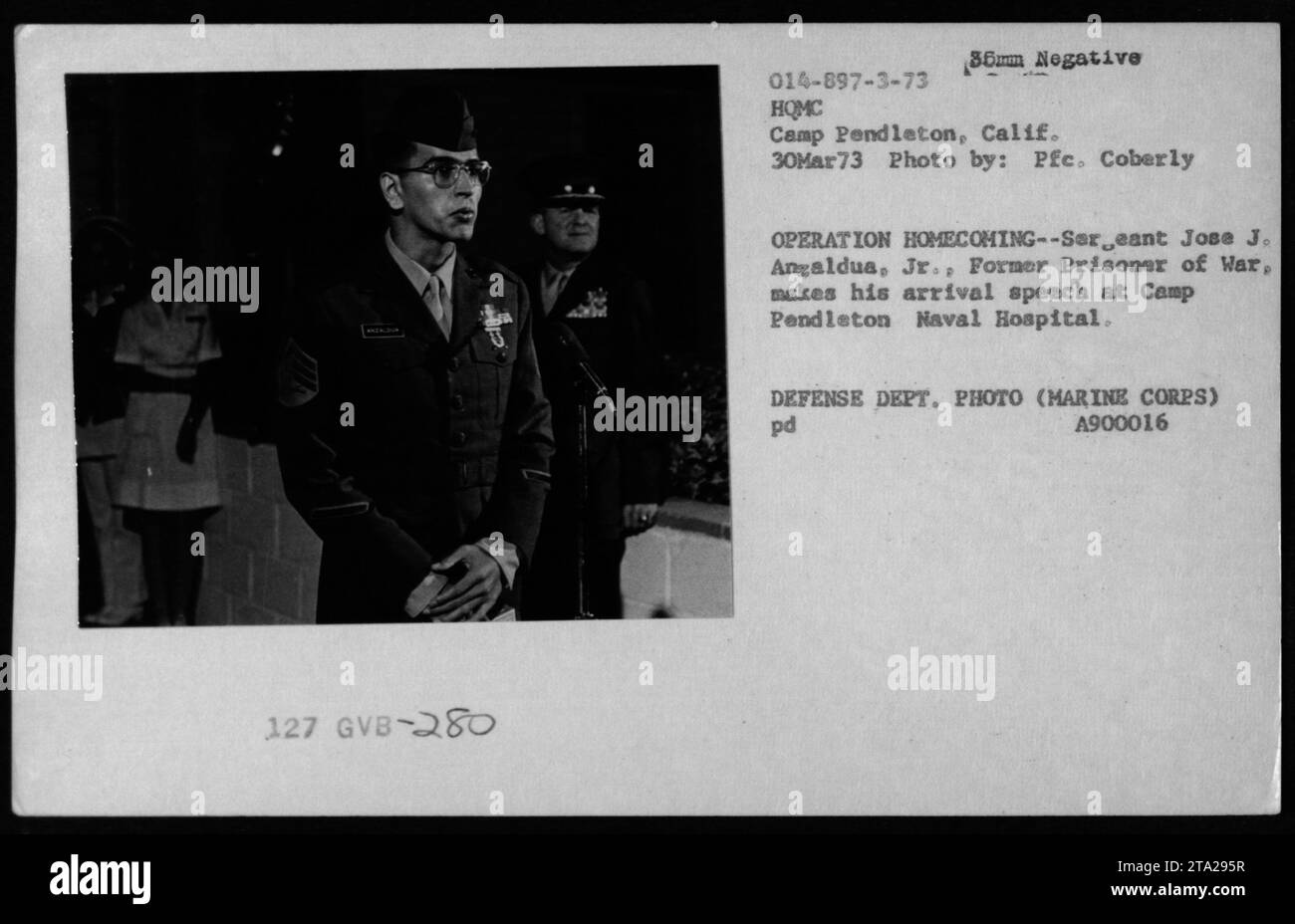 On March 30, 1973, Sergeant Jose J. Angaldua Jr., former POW, delivers ...