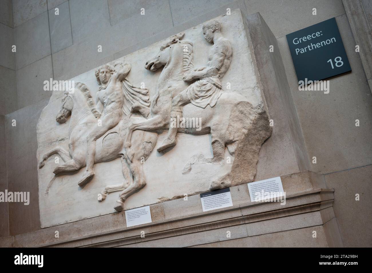 Some of the 60 horsemen of the north friezes in London's British Museum that forms a part of the ...