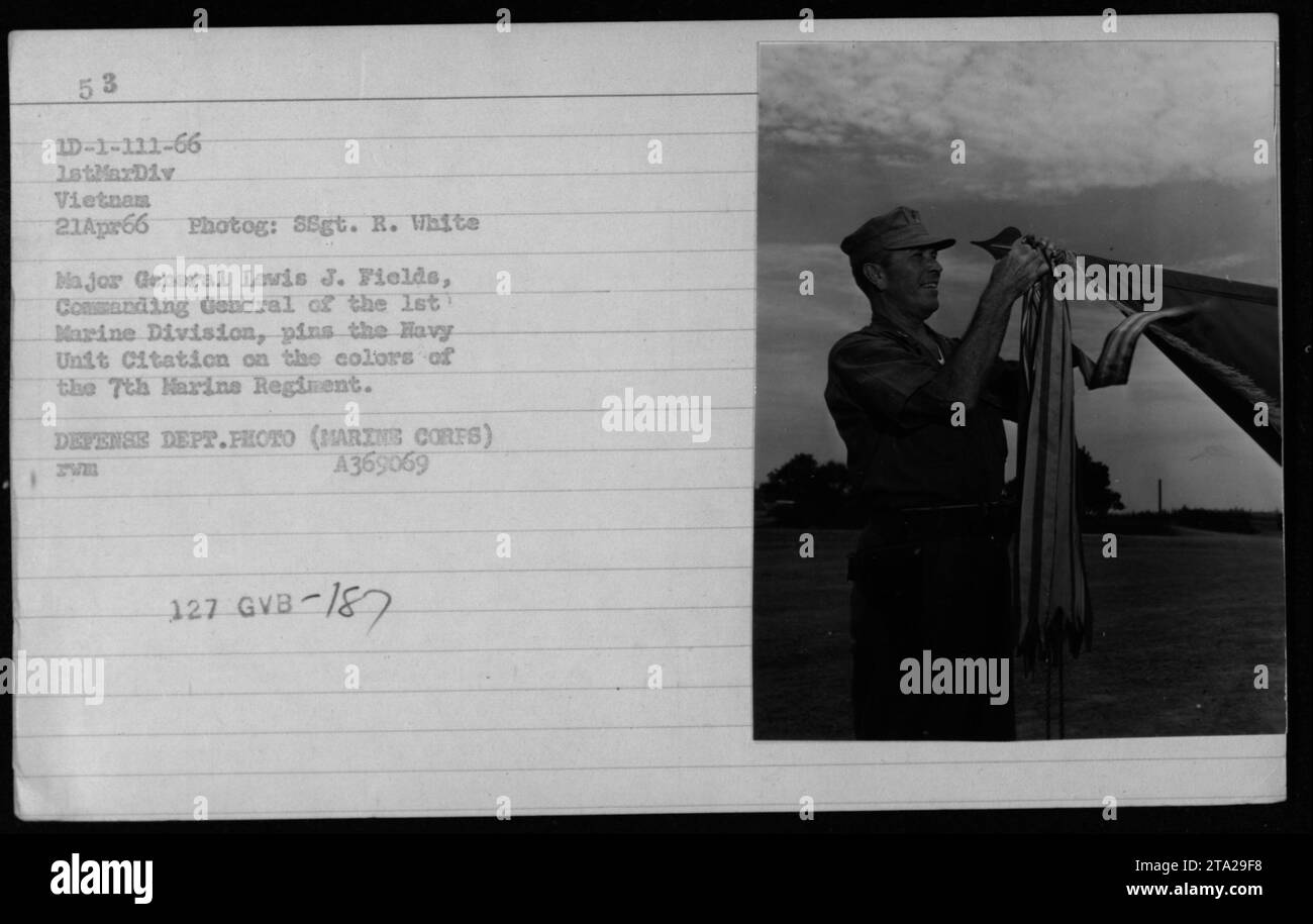 Major General Lavis J. Fields, Commanding General of the 1st Marine ...