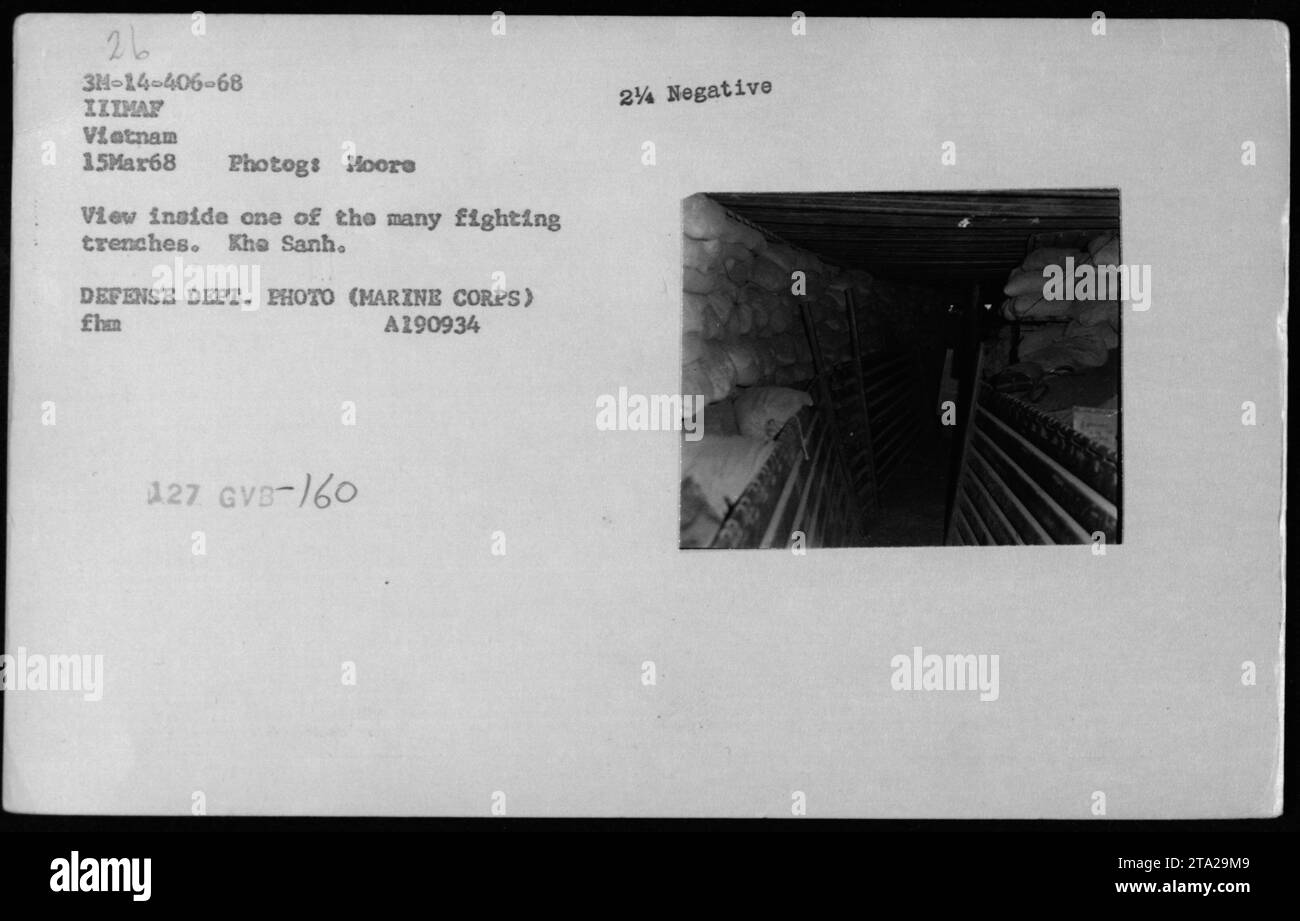 A view inside one of the fighting trenches at Khe Sanh combat base in ...