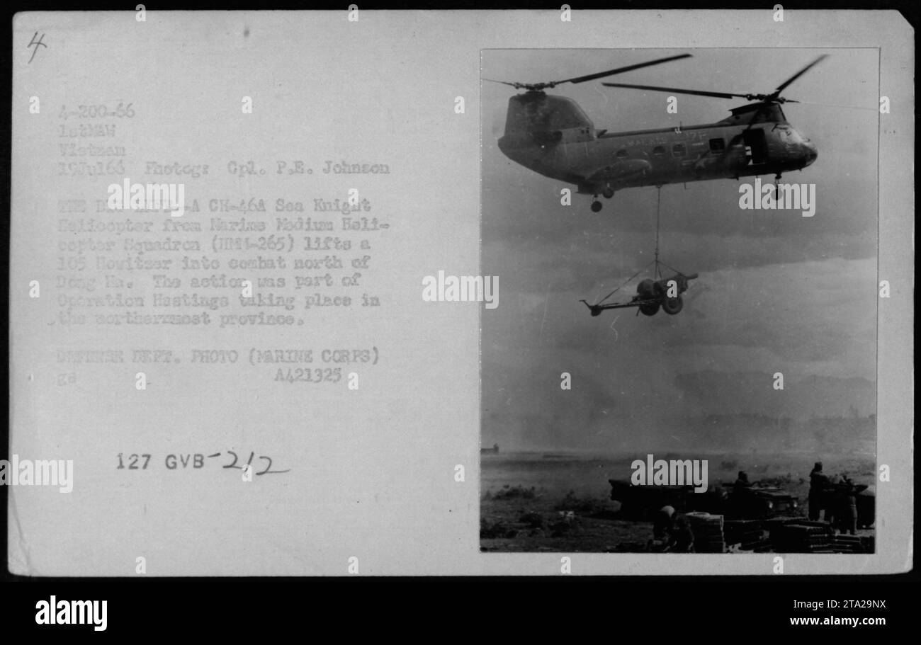 "CH-46A Sea Knight helicopter from Marine Medium Helicopter Squadron ...