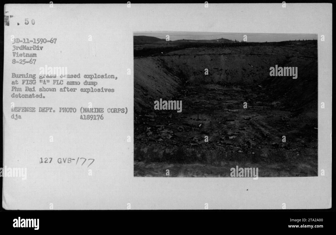 Photo taken on August 25, 1967, shows the aftermath of an explosion at ...