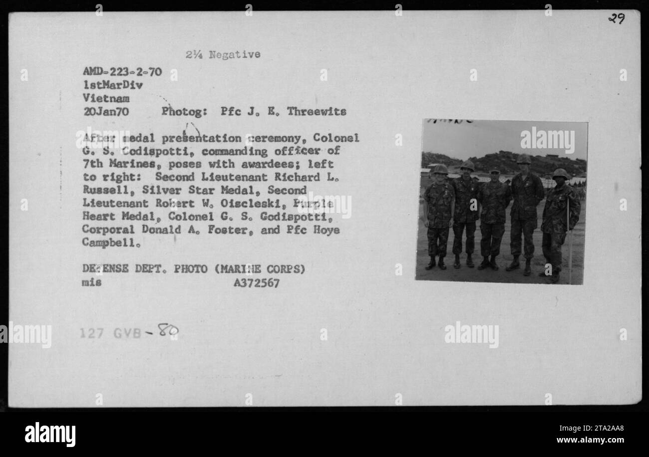 Colonel G. S. Codispotti, commanding officer of 7th Marines, poses with ...