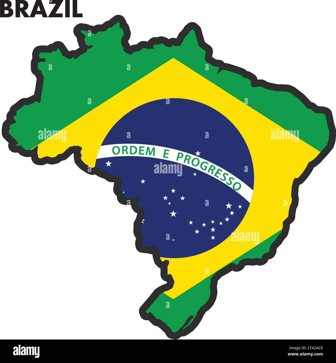 Isolated map of Brazil with its flag Vector illustration Stock Vector ...