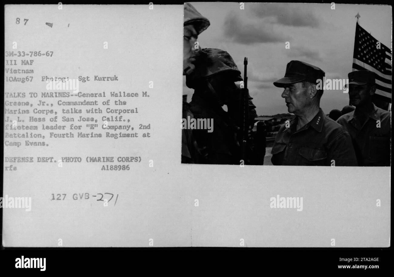 "General Wallace M. Greene, Jr., Commandant of the Marina Corps, talks ...