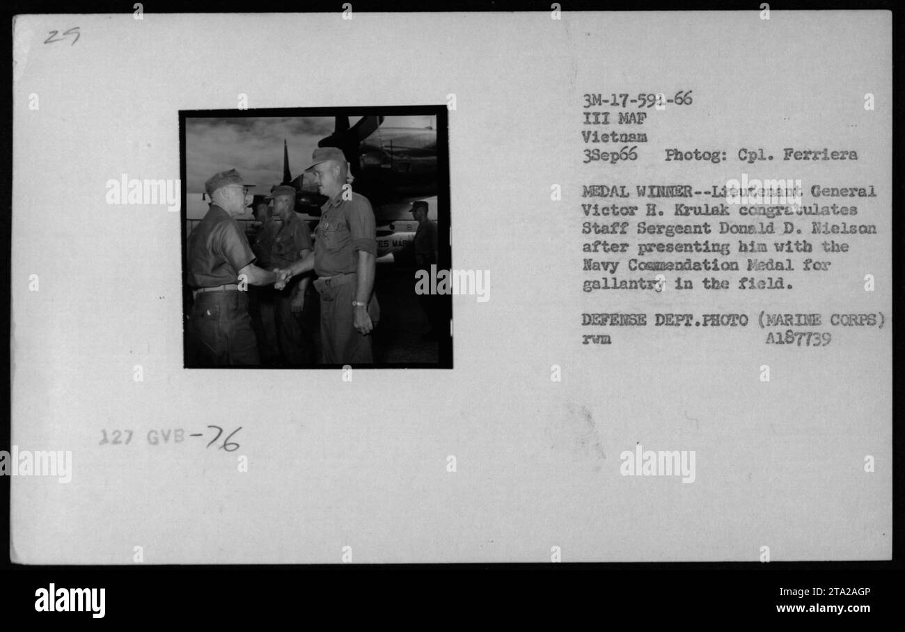 On September 3, 1966, Lt. Gen. Victor H. Krulak awarded Staff Sergeant ...