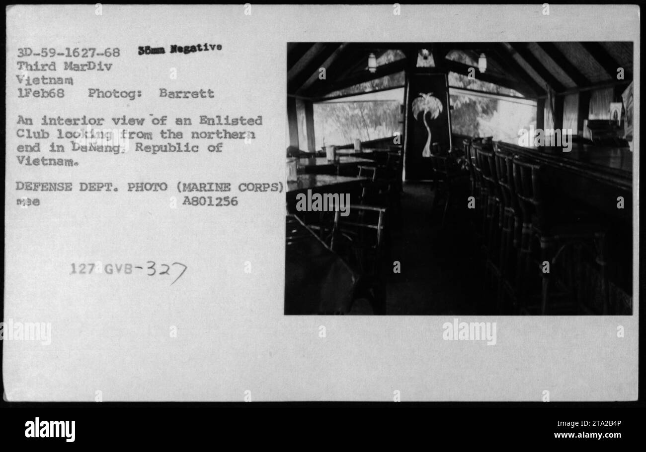 Interior of the Enlisted Club at Da Nang, Vietnam on February 1, 1968 ...
